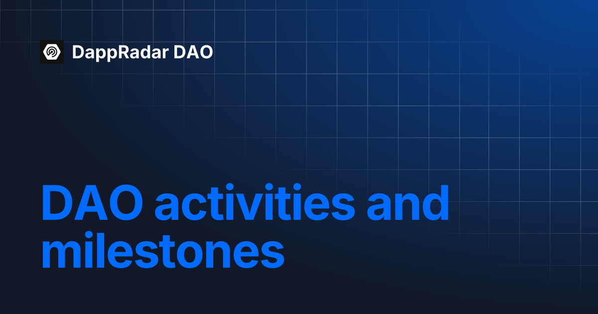 DAO activities and milestones | DappRadar DAO