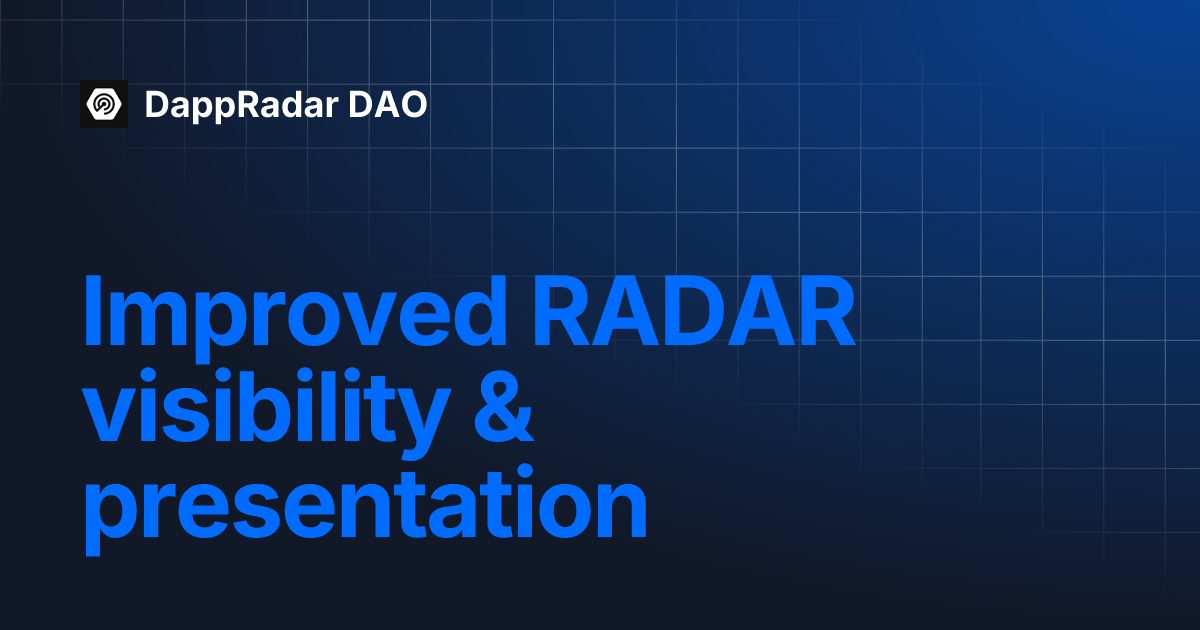 Improved RADAR visibility & presentation | DappRadar DAO