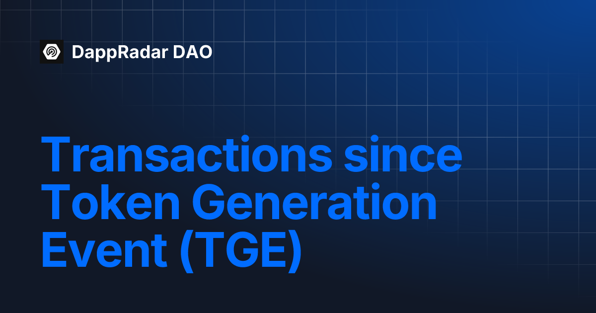Transactions since Token Generation Event (TGE) | DappRadar DAO